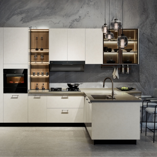 Simple UV Lacquer Kitchen Cabinet, Multi - Drawer Design, Integrated ...